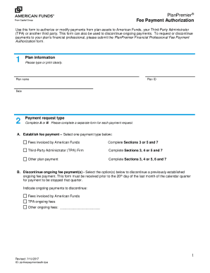 Fillable Online Fee Payment Authorization - American Funds Fax Email ...
