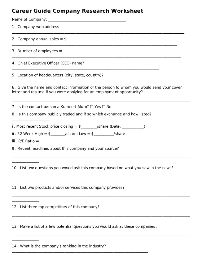 Worksheet for Researching Occupations Doc Template | pdfFiller