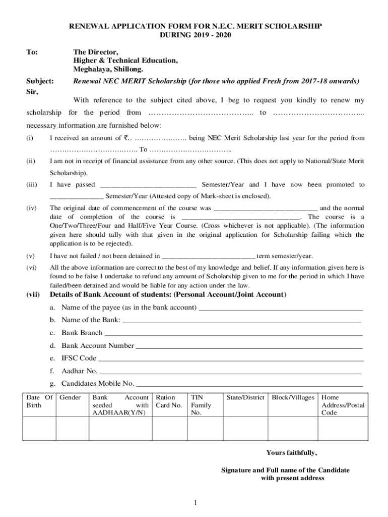 Fillable Online megeducation gov GOVERNMENT OF MEGHALAYA DIRECTORATE OF ...