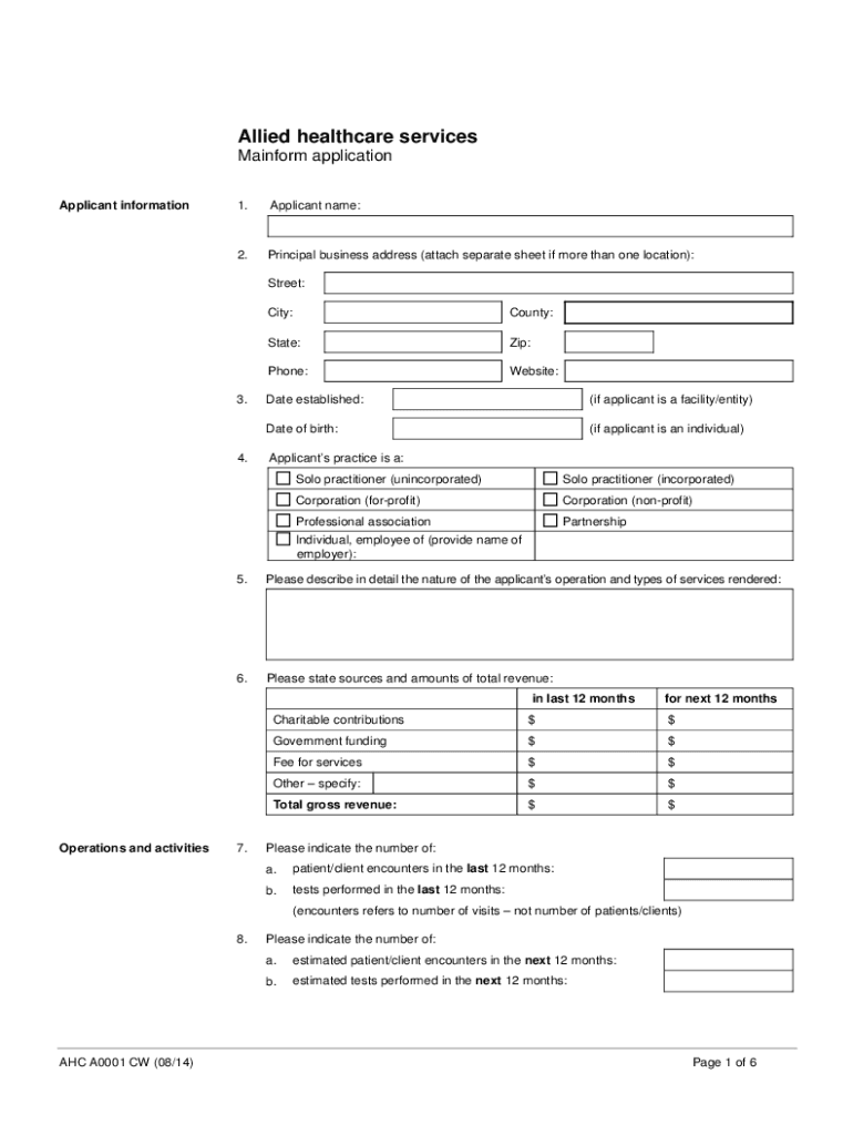 Fillable Online Application for Individual Allied Health Professionals - CPH ... Fax Email Print ...