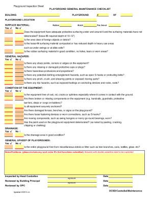 Fillable Online Playground Equipment and Structures Inspection ...