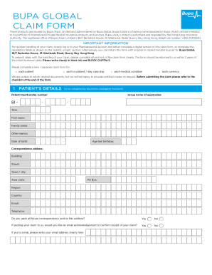 Fillable Online www.bupaglobal.com-mediaBUPA GLOBAL CLAIM FORM Fax ...