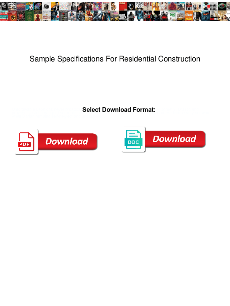 Fillable Online Sample Specifications For Residential Construction ...