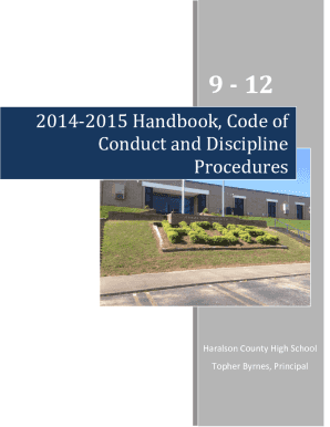 Fillable Online 2014-2015 Handbook, Code of Conduct and Discipline ...