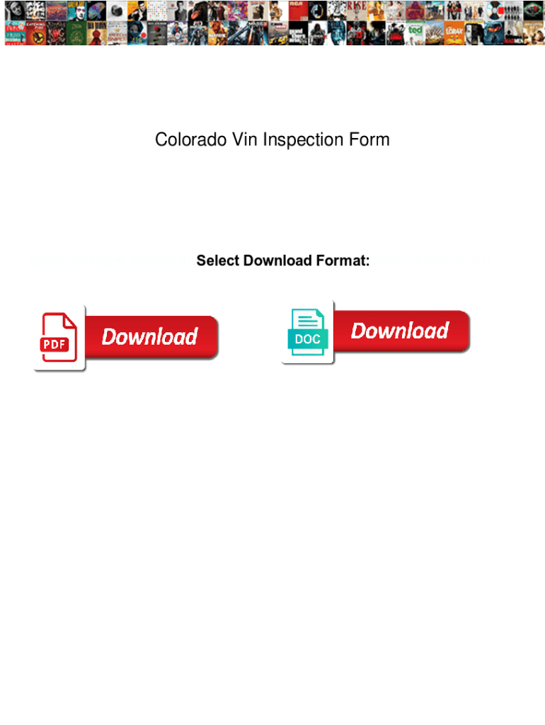 Fillable Online Colorado Vin Inspection Form. Colorado Vin Inspection ...