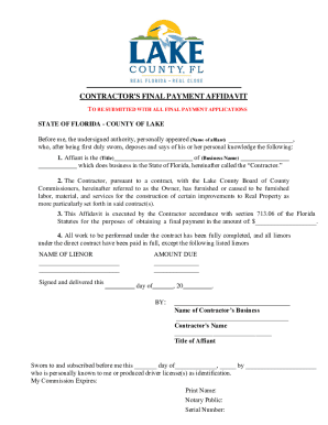 Fillable Online Contractors Affidavit of Payment: Examples & When to ...