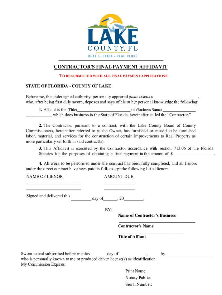 Fillable Online Contractors Affidavit of Payment: Examples & When to Use It Fax Email Print ...