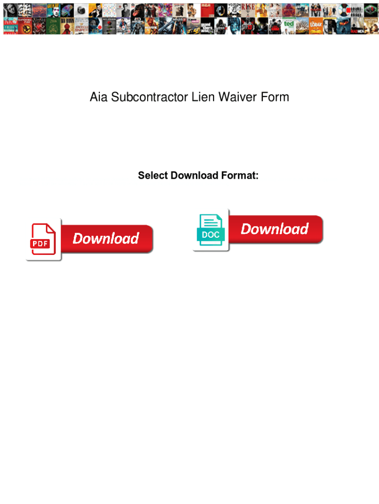 Fillable Online Aia Subcontractor Lien Waiver Form. Aia Subcontractor ...