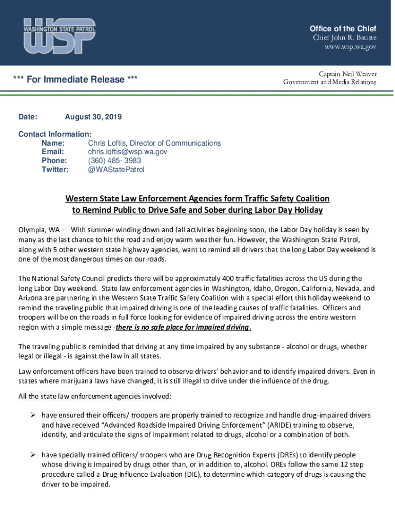 Fillable Online Western State Law Enforcement Agencies form Traffic ...