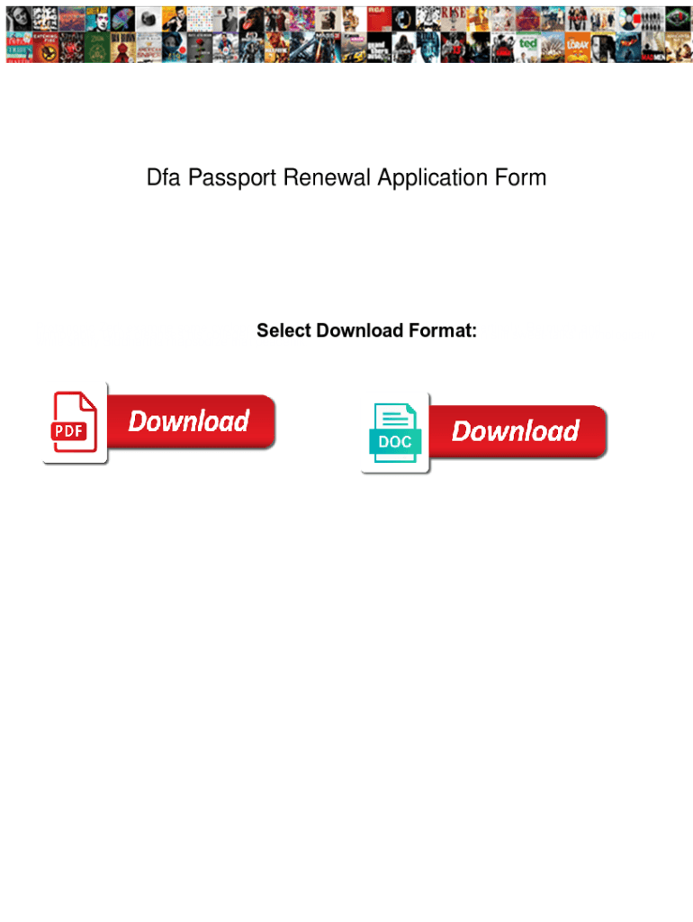 Fillable Online Dfa Passport Renewal Application Form. Dfa Passport Renewal Application Form ...