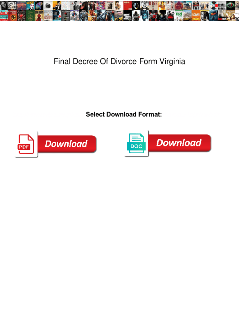 Fillable Online Final Decree Of Divorce Form Virginia. Final Decree Of ...