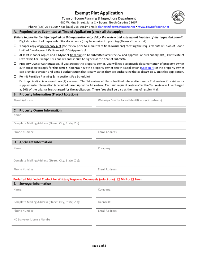 Fillable Online Planning & Inspections - Town of BooneTown of Boone Fax ...