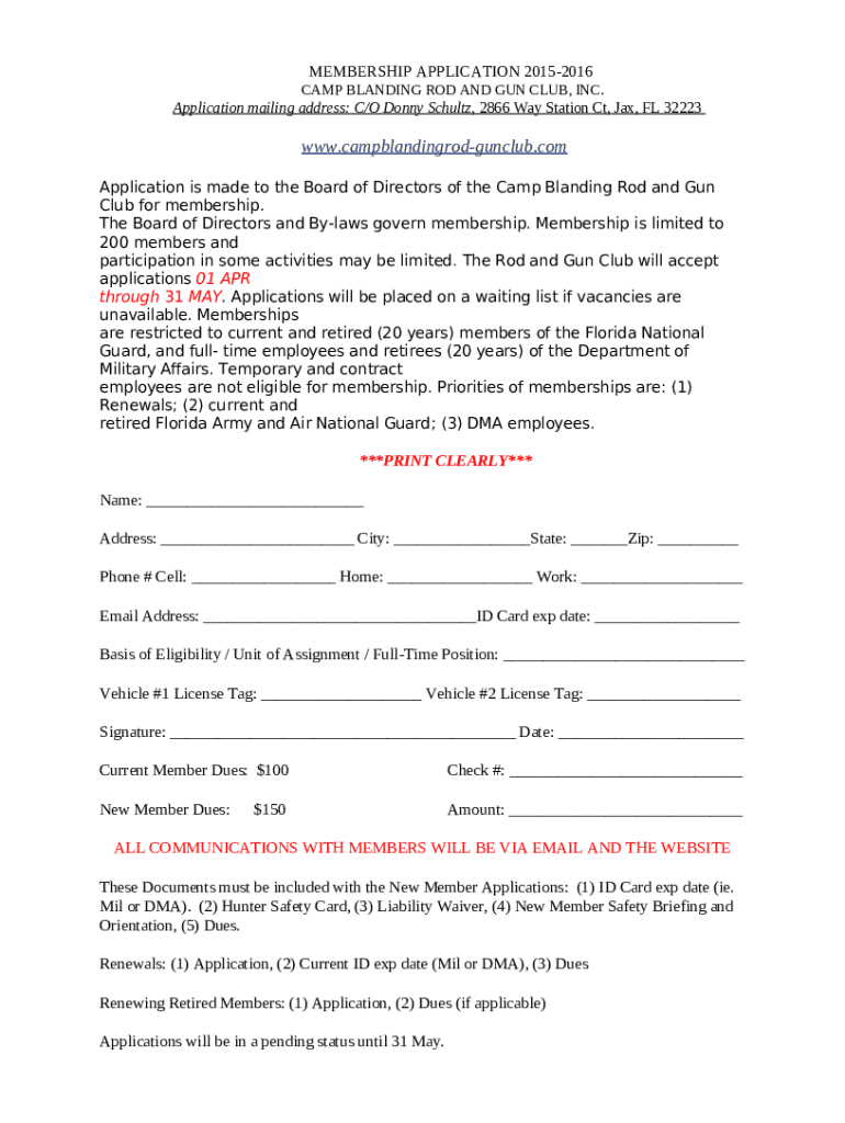 camp blanding rod and gun club Doc Template | pdfFiller