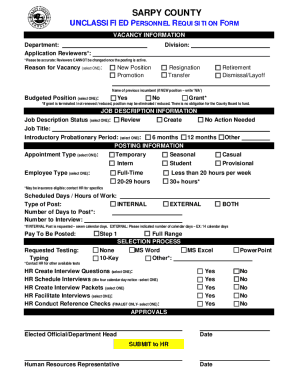 Fillable Online UNCLASSIFIED PERSONNEL REQUISITION FORM Fax Email Print - pdfFiller