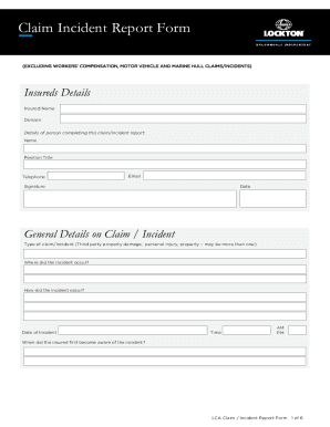 Fillable Online Claim Incident Report Form - Victorian Government Fax ...