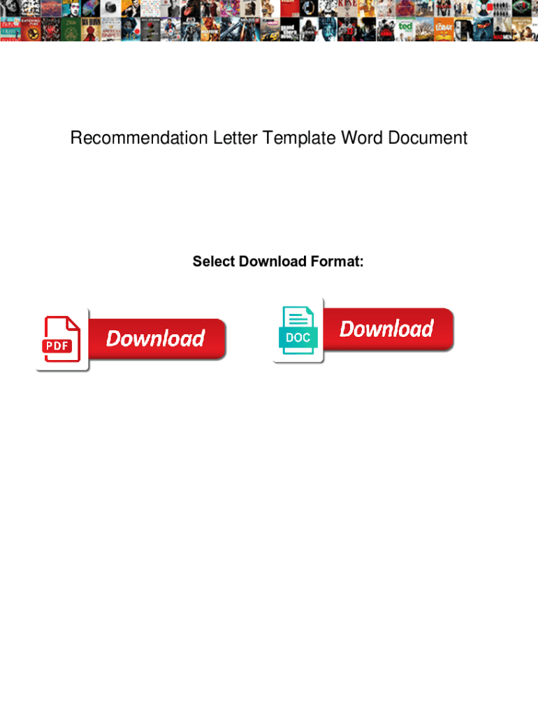 Fillable Online Recommendation Letter Template Word Document ...