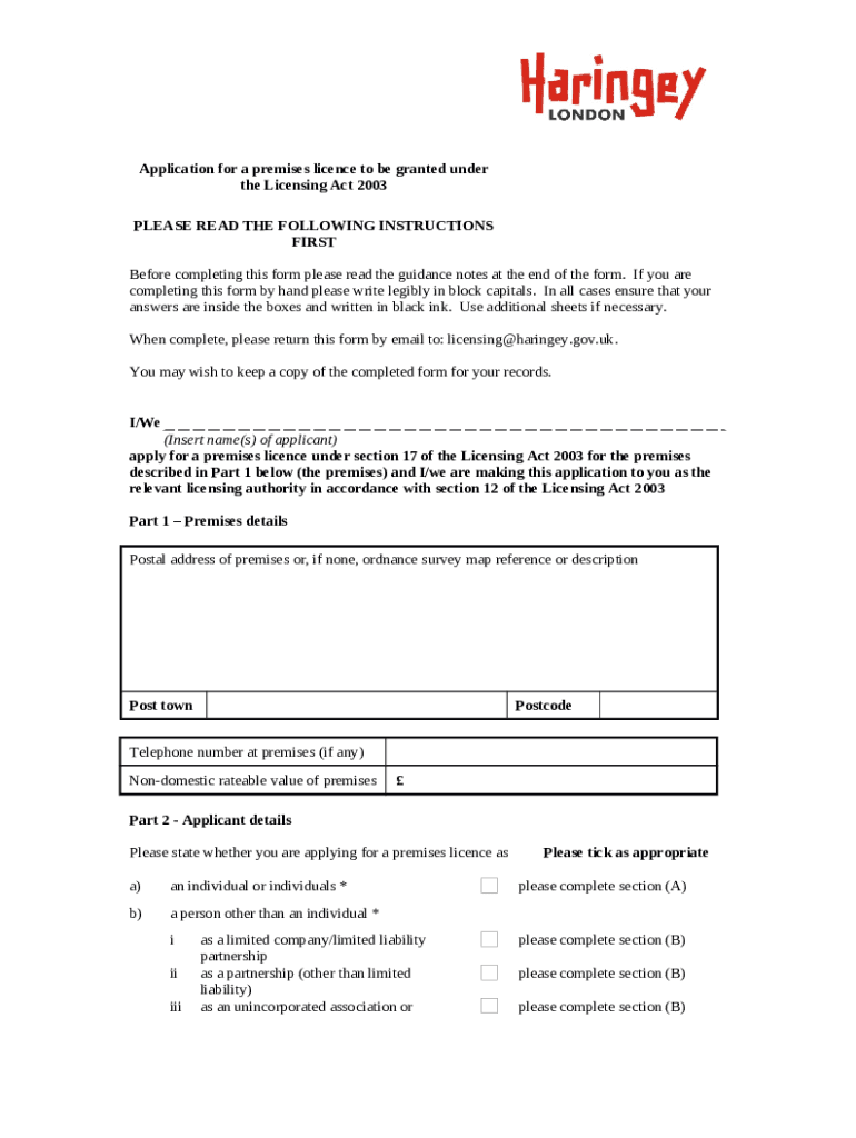 Word version of the premises licence application - StudyLib Doc ...
