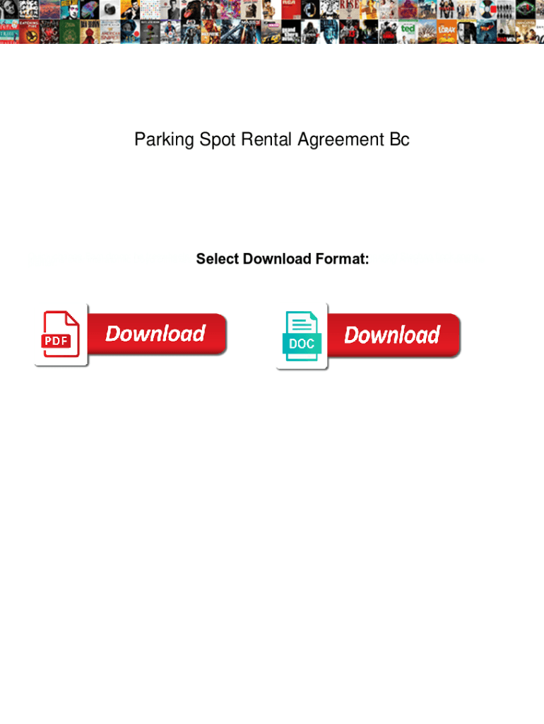 Fillable Online Parking Spot Rental Agreement Bc. Parking Spot Rental ...