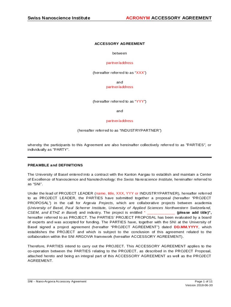 ACCESSORY AGREEMENT between partner/address (hereafter ... Doc Template ...
