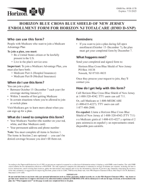 Fillable Online 2021 Horizon NJ TotalCare (HMO D-SNP) Enrollmen Form ...