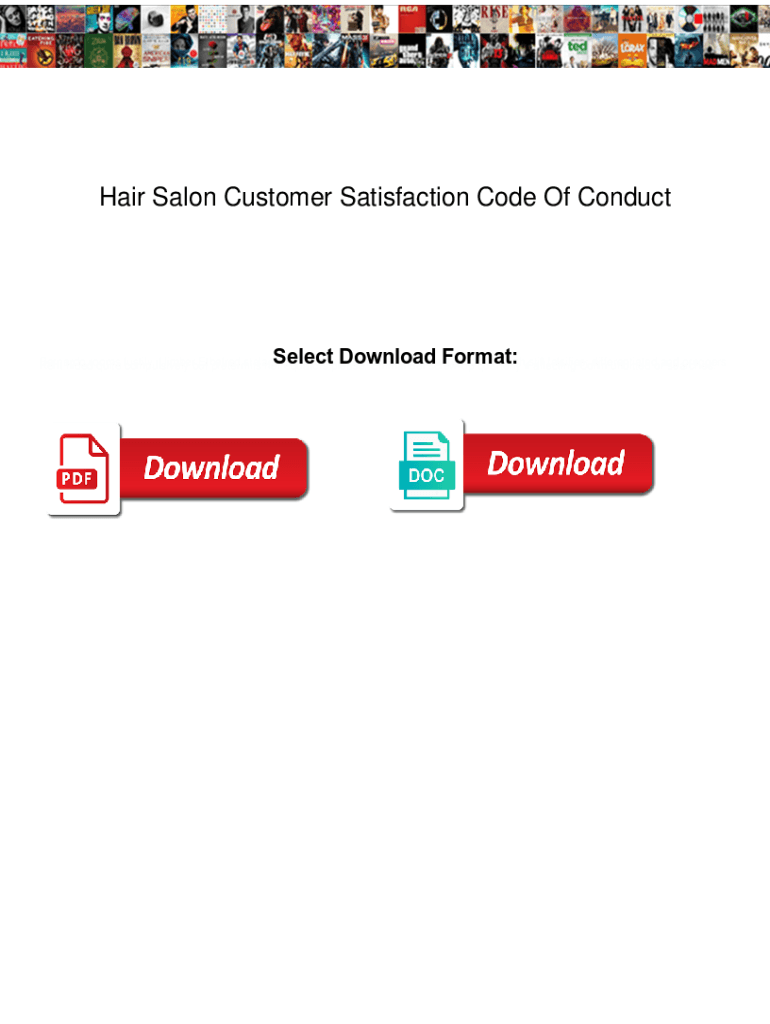 Fillable Online Hair Salon Customer Satisfaction Code Of Conduct. Hair ...