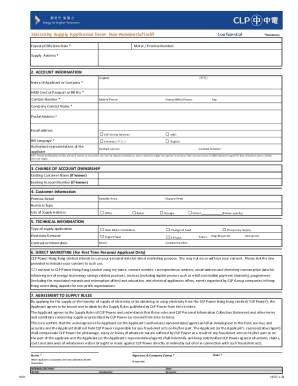 Fillable Online Electricity Supply Application Form Non Residential ...