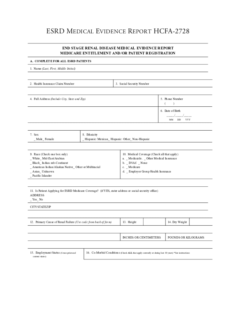Fillable Online SSA - POMS: HI 00801.233 - Medical Evidence of ESRD ...