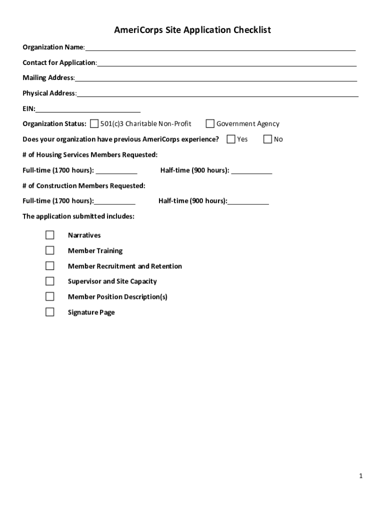 Fillable Online AmeriCorps Host Site Application - MANP Fax Email Print - pdfFiller