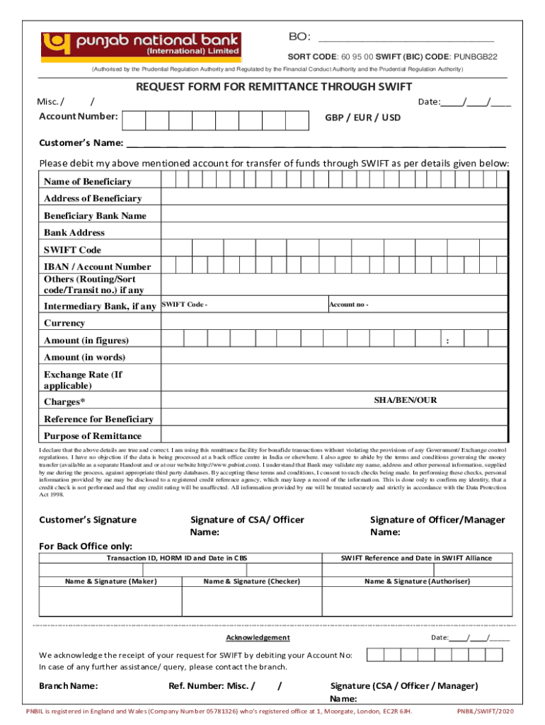Fillable Online Form for Remittance through BACS/Faster payment/CHAPS ...