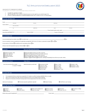 Fillable Online TLC APPLICATION FOR ENROLLMENT 2021 - The Language ...