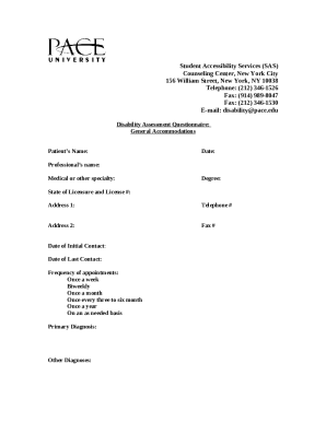 Disability Assessment Questionnaire Doc Template | pdfFiller