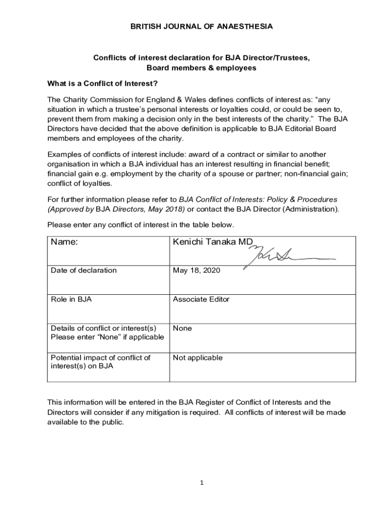 Fillable Online BJA Declaration of Interests Form BLANK Fax Email Print ...