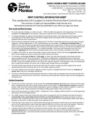 Fillable Online RENT CONTROL INFORMATION SHEET This residential unit is ...