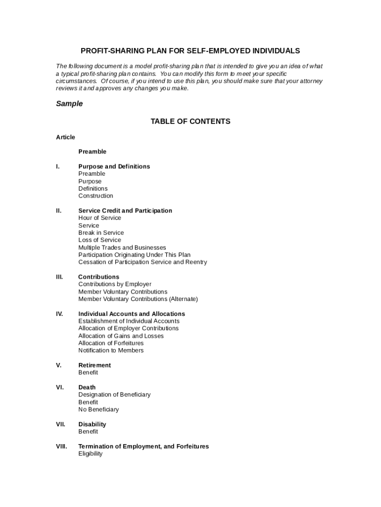Profit Sharing Plan Templateby Business-in-a-Box Doc Template | pdfFiller