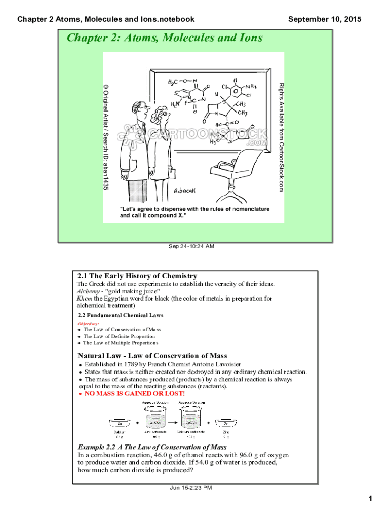 Fillable Online Chapter 2 Atoms, Molecules and Ions.notebook. SMART ...