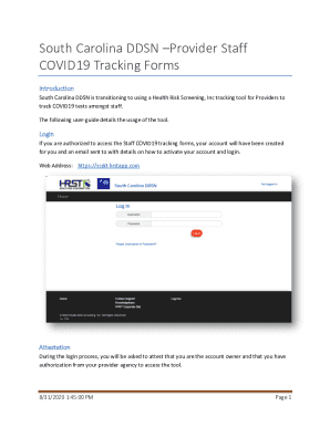 Fillable Online South Carolina DDSN Provider Staff COVID19 Tracking ...