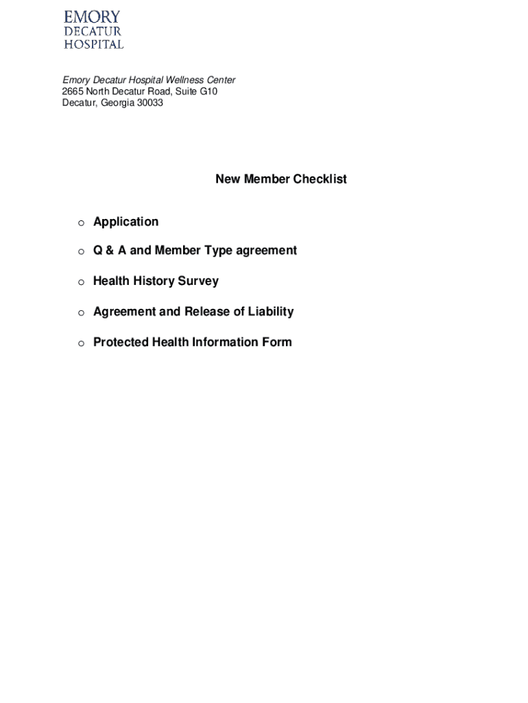 Fillable Online Welcome to the Emory Decatur Hospital Wellness Center ...