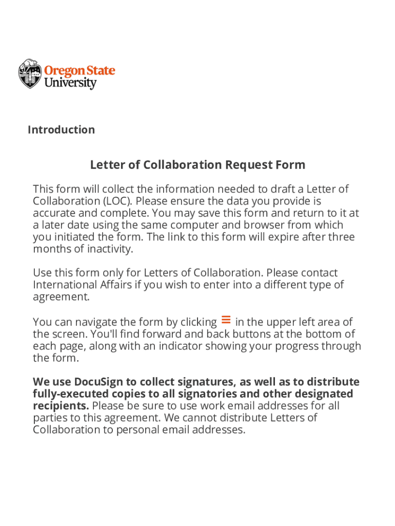 Fillable Online SAMPLE. Letter of Collaboration Request Form - PDF Free ...