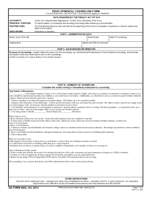 Fillable Online armypubs.army.milpubeformsDEVELOPMENTAL COUNSELING FORM ...