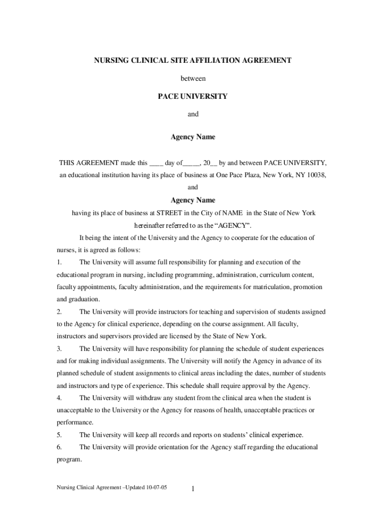 Fillable Online Sample Clinical Rotation Agreement For Cna Fax Email ...