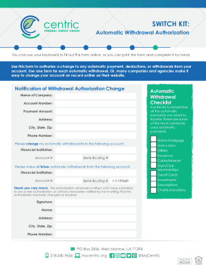 Fillable Online SWITCH KIT: GETTING STARTED - Centric Federal Credit ...