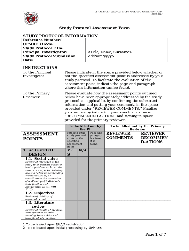 TEMPLATE: CLINICAL STUDY PROTOCOL - ITHS Doc Template | pdfFiller