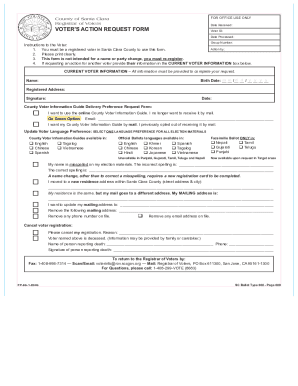 Fillable Online Voter Registration Forms and FAQs - Registrar of Voters ...