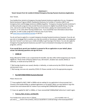 Fillable Online Attachment 1 Tenant Consent Form for Landlord-Initiated ...
