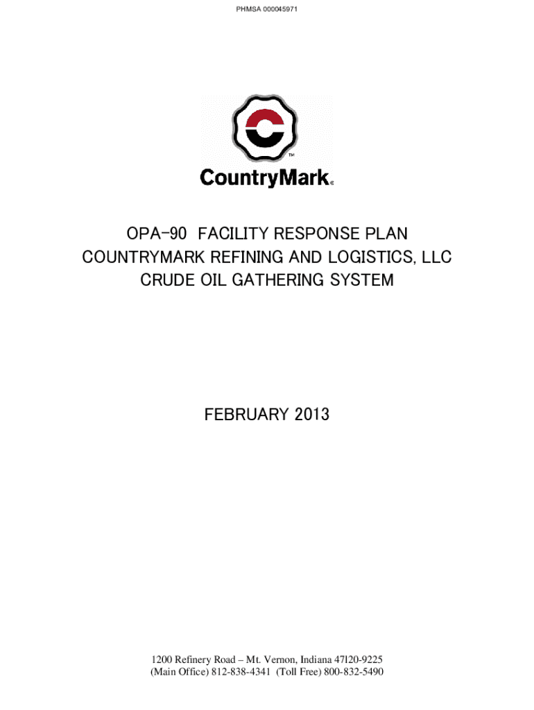 Fillable Online opa-90 facility response plan countrymark refining and ...