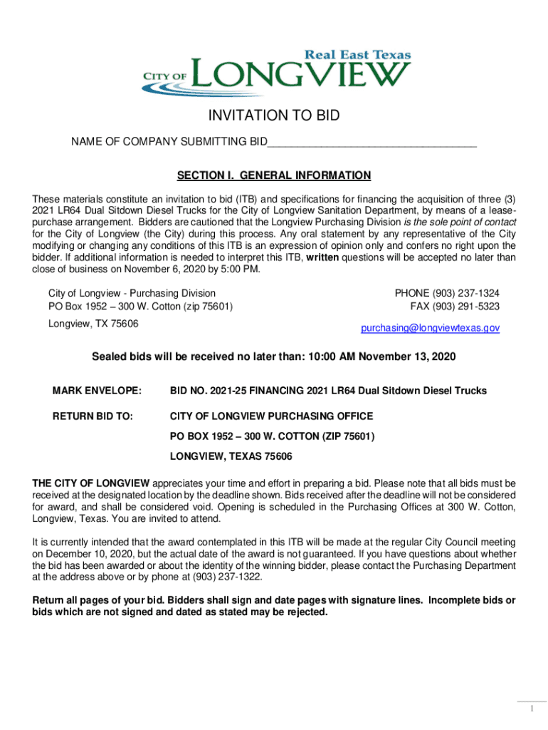 Fillable Online Invitation to Bid TemplateFree Invitation for Bid (IFB) SampleFormSwift Fax ...