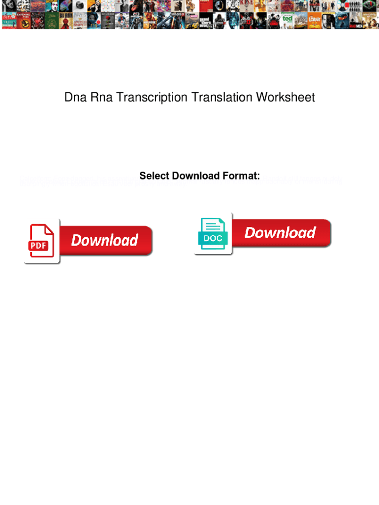 Fillable Online Dna Rna Transcription Translation Worksheet. Dna Rna ...