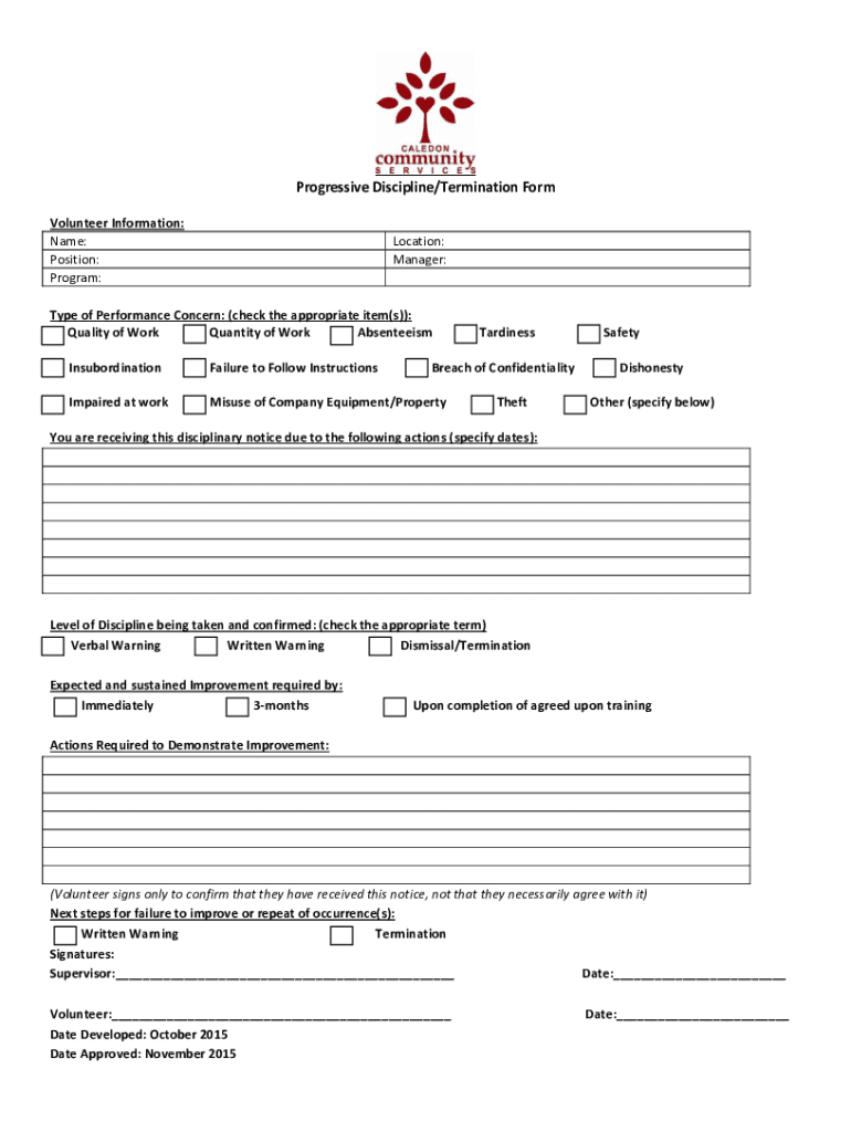 Fillable Online Disciplinary Actions, Suspension, and Termination of ...