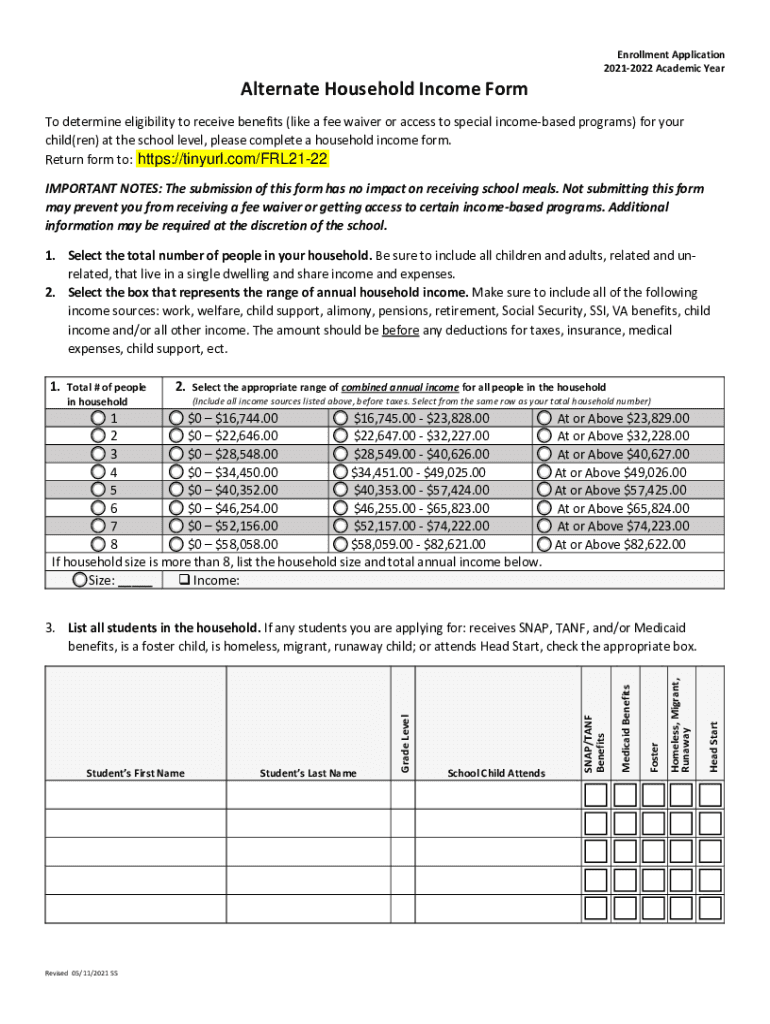 Fillable Online Alternate Household Income Form Fax Email Print - pdfFiller