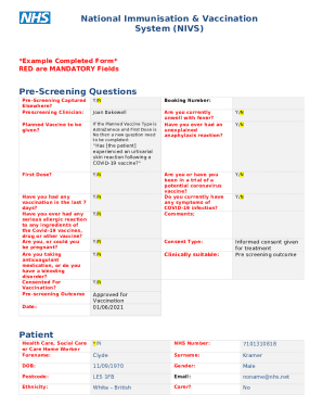*Example Completed * RED are MANDATORY Fields Doc Template | pdfFiller